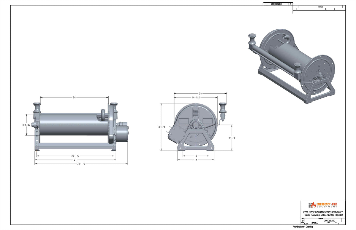 EF4034-17-18 LT 12VDC Painted Steel W/FH3 Roller, Booster Reel for Boo ...